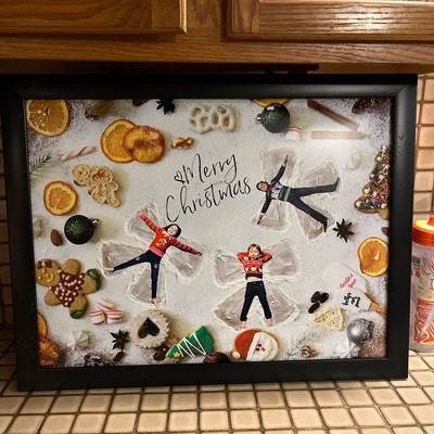 Christmas Digital Background, Baking Snow Angel on Flour Cookie Cutter ...