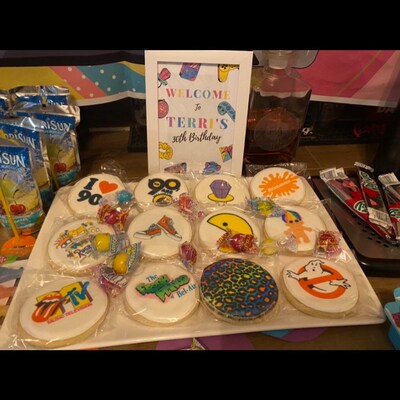 1990s Themed Decorated Sugar Cookies 90s Party Favors 1990s Themed ...