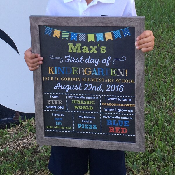 First Day of Kindergarten Sign BOYS, First Day of School Sign ...