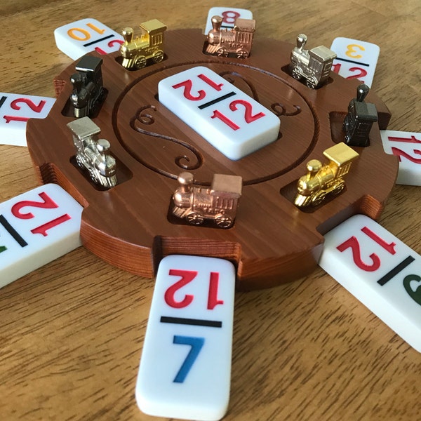 Domino Mexican Train HUB With Train Pockets 8 Positions Dominoes Game ...