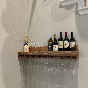 Wood Wine Rack the Ryan Wall Mounted Shelf & Hanging | Etsy