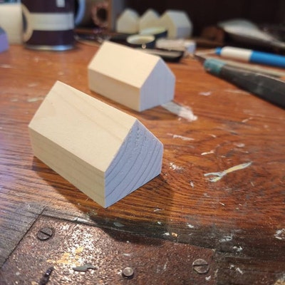 Small Wooden Miniature Village Houses, Houses in a Box, Craft Project ...