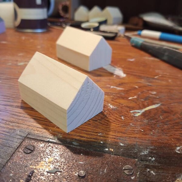 Set of 12 Wooden Houses in a Box, Small Village in a Box. Ready to ...