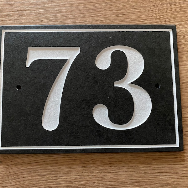 Engraved Slate House Number Plaque. Gold Silver White Personalised ...