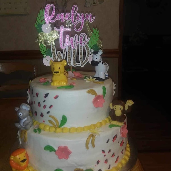 Personalized TWO Wild Cake Topper Jungle Theme Cake Topper Safari Theme ...