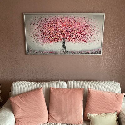 Large Original Abstract Tree of Life Oil Painting Colorful Butterfly ...