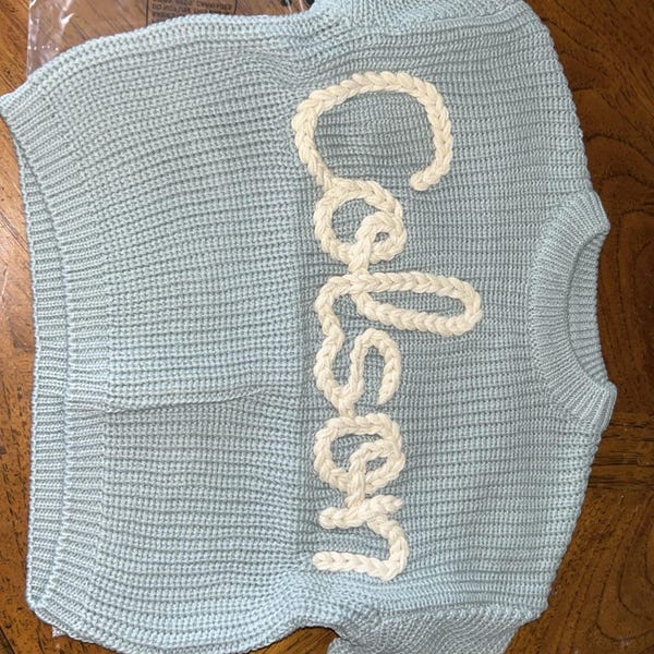 Custom Baby Name Sweater,knit Name Baby Sweater,hand Embroidered Name ...