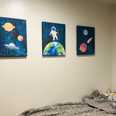 Set of 3 Watercolor Outer Space Wall Art, Digital Download, Printable ...