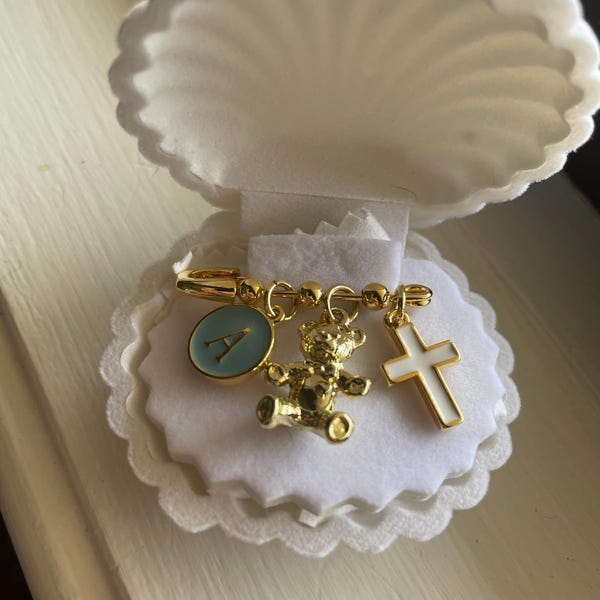 Personalized Italian Cornicello Gold Baby Pin | Baby Brooch | Baptism ...