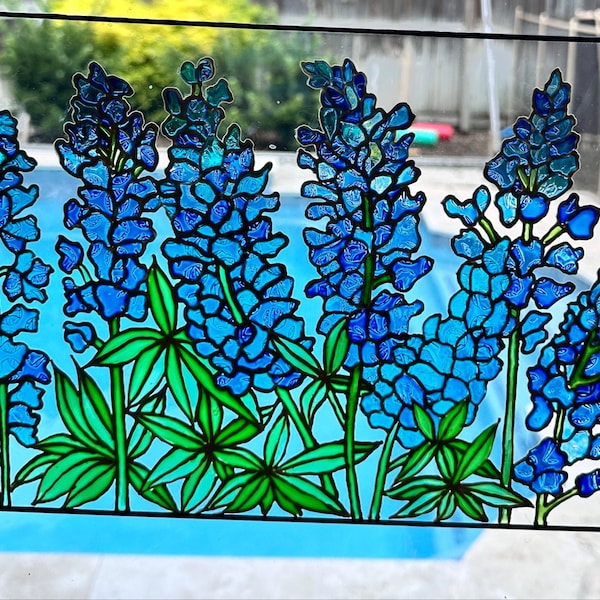 Texas Bluebonnet Suncatcher Stained Glass Window Hanging, Texas State ...