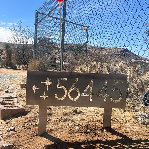 Modern Metal Address Yard Sign | Metal House Numbers With Stakes ...