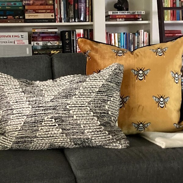 Bee Pillow COVER Only-bumble Bee Pillow-yellow Bee Pillow-queen Bee ...
