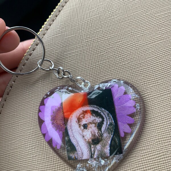 Heart Photo Keychain, Custom Photo Keychain, Resin Photo Keychain With ...