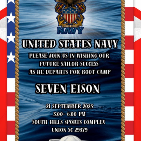 Navy Boot Camp Send-off Invitation: Sailor Theme (digital Download ...