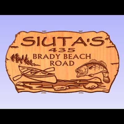 Fish Lake River Sign Personalized Cedar Carved Wood Sign You Can Choose ...