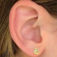 Sun Studs Dainty Earrings Sun Stud Earrings Gold Sun Earrings Gold Stud ...