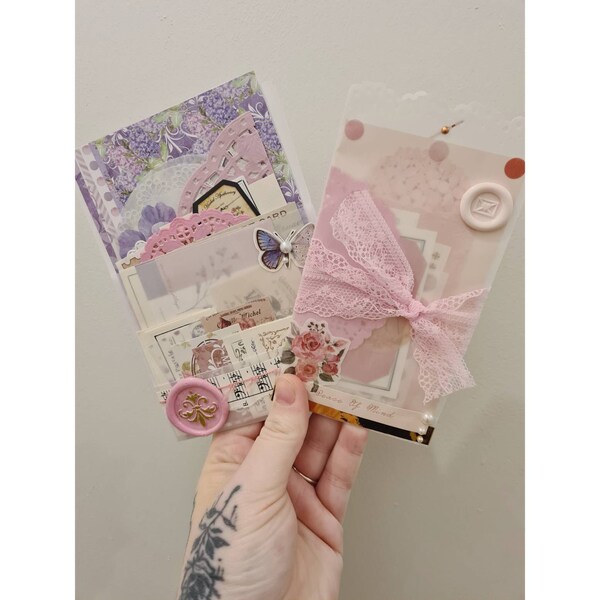 Handmade Pink Strawberries Themed Junk Journal, Pink Lace, Pockets ...