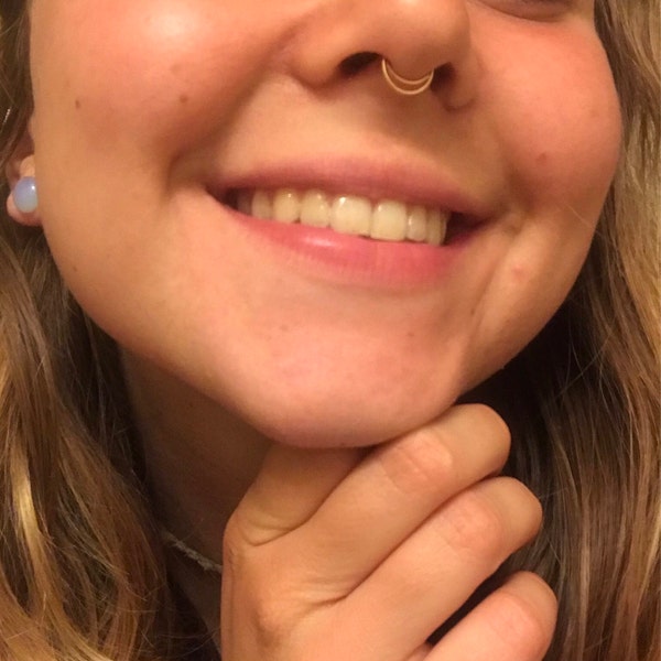 Dainty Moon Septum Nose Ring, Thin Septum Ring, Horseshoe Septum Ring ...