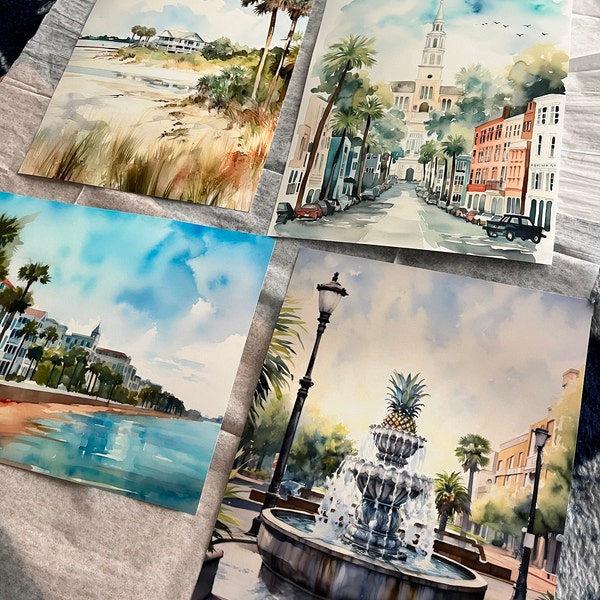Charleston Print Cityscape Watercolor Painting South Carolina Wall Art ...
