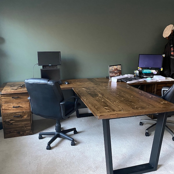 Double Desk, Rustic T-shaped, Couples Desk - Etsy