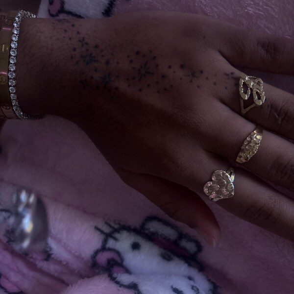 10k & 14k Solid Gold Vintage Nugget Smashing Band Ring Gift for Men ...