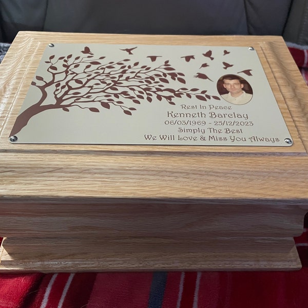 Angel Cremation Urn Ashes Casket, Angel in the Sky Personalised Wooden ...