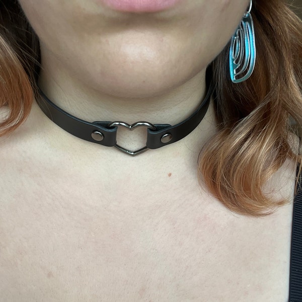 Black Leather Choker O Ring Choker Handmade Unique Choker - Etsy