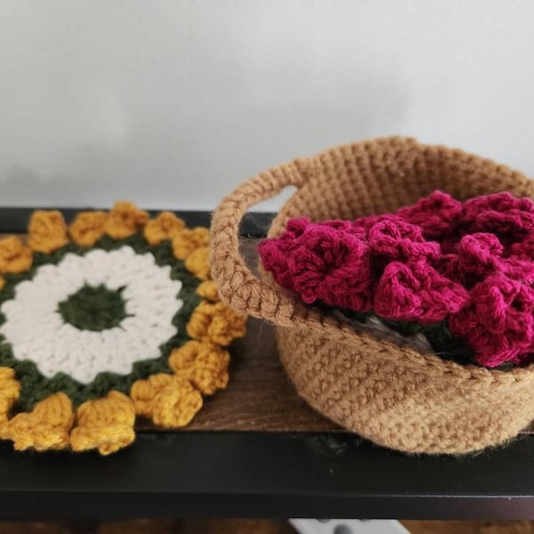 CROCHET PATTERN - Flower Pot Coaster Set Crochet Pattern Flower Bouquet ...