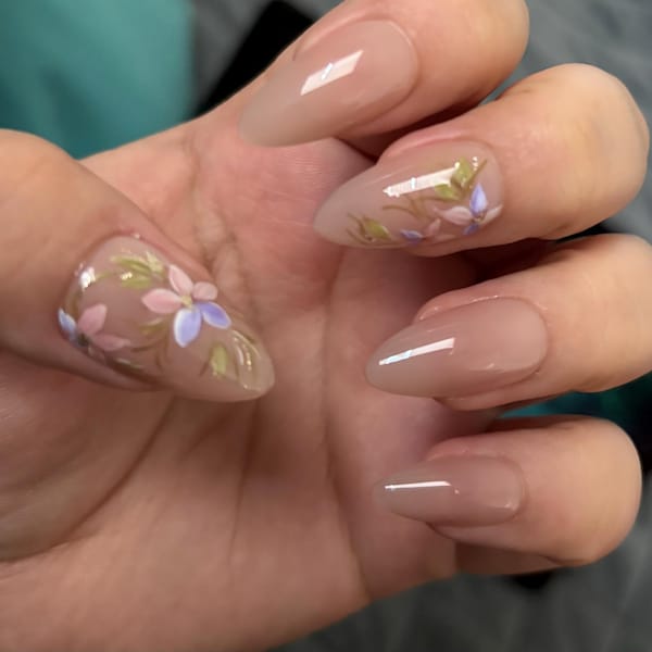 Cute Flowers Press on Nails, Gel Fake Nails, Cute Nails, Fancy Nails ...