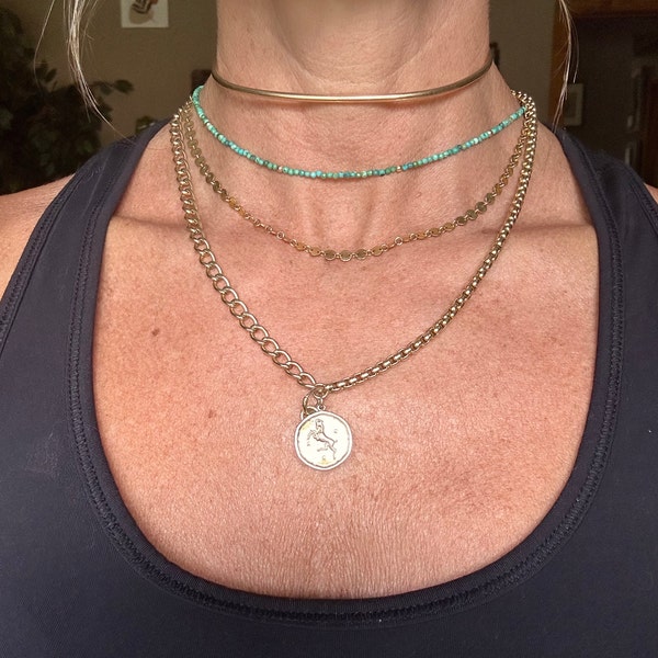 Small Beaded Necklace, Turquoise Necklace, Dainty Minimalist Jewelry ...