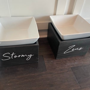 Modern Square Dog Bowl Set Elevated Pet Feeder Porcelain Pet Bowls ...