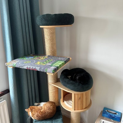 SILVER GREY Chenille Corduroy 5pc Cat Tree Bed Replacement Set to Fit ...