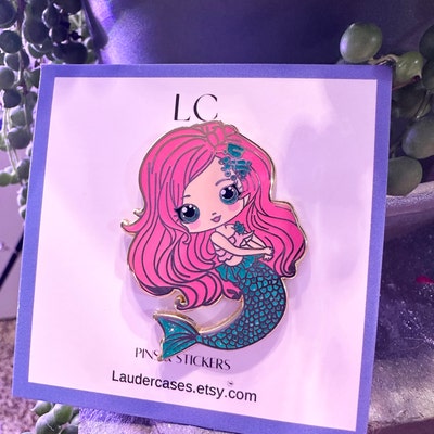 Kawaii Mermaid Enamel Pin, Cute Cartoon Lapel Pin, Mermaid Art Pin ...