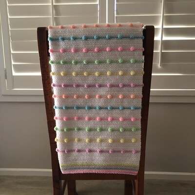 Crochet Bobble Lines Baby Blanket Pattern - Etsy