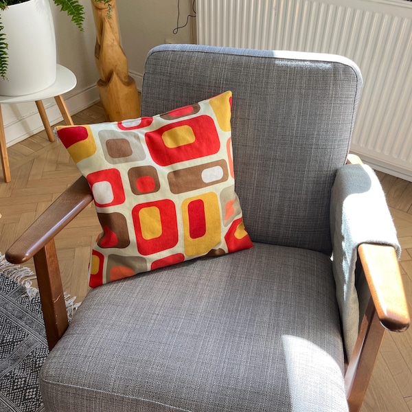 Retro Pattern Pillow Case, Mid Century Modern Geometric Pillow Cover ...