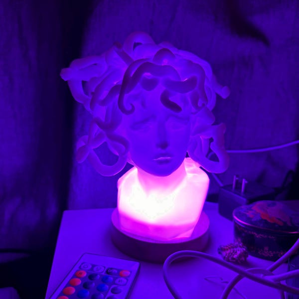 Medusa Bust Lamp, Mythology, RGB Light, Color Changing, Gaming Decor ...