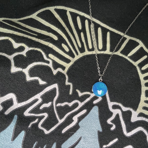 Tiny Ocean Blue Photo Locket, Petite Earth Locket, Cerulean Locket ...