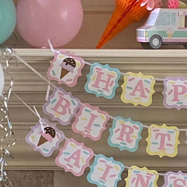 Ice Cream Birthday Banner, Ice Cream Decorations, Ice Cream Banner, Ice ...