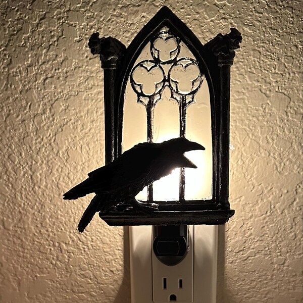 Raven and Window Nightlight, Hand Painted Resin Sculpture | Medieval ...