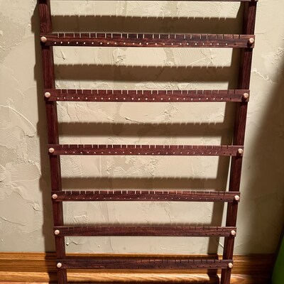 Rotating Earring Holder Stand, Oak, Wooden, Jewelry Display, 4 Sided ...