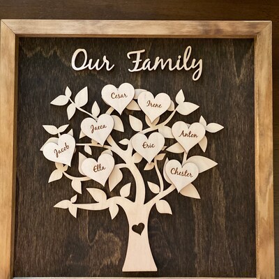 Personalized Family Tree, Keepsake Wooden Wall Art, Christmas Gift for ...