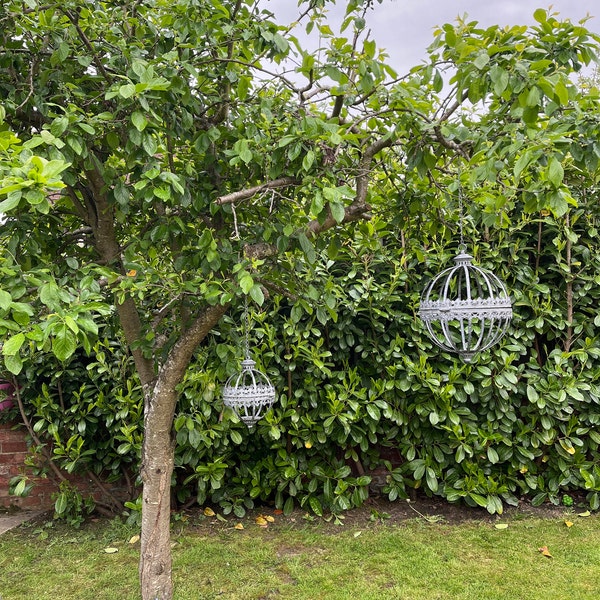 Set of 2 Rustic Hanging Orbs Finished in A Country Grey Colour - Etsy UK