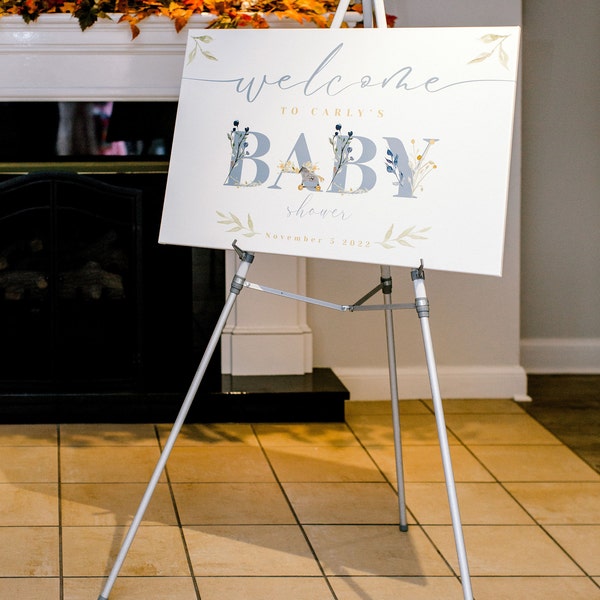 Baby Shower Sign, Baby Boy Shower Welcome Sign, Baby Shower Boys, Blue ...