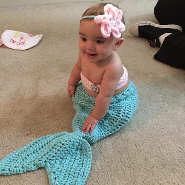 Newborn Mermaid Set MADE TO ORDER, Crochet Mermaid Tail, Baby Mermaid ...
