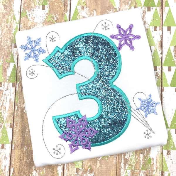 BX Snowflake Numbers Set Birthday Applique Machine Embroidery Design ...