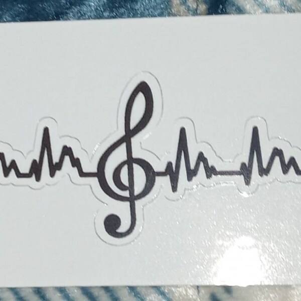 Musical Notes Heartbeat Sticker, Music Sticker, Musical Stickers, Funny ...