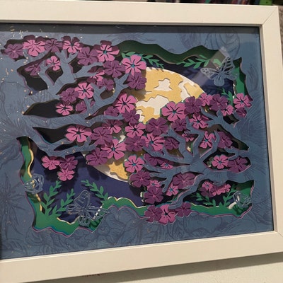 3d Cherry Blossoms Shadow Box Svg, Cherry Tree Shadow Box Svg, Spring ...