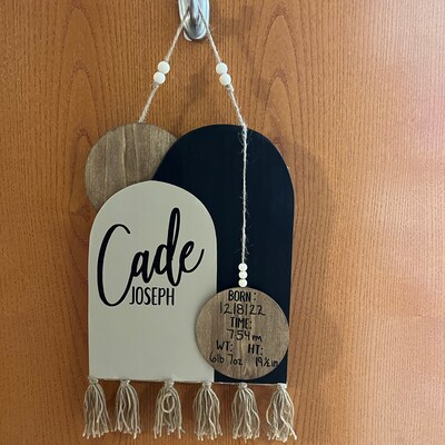 BOHO Baby Hospital Door Hanger Sign Baby Shower Gift Nursery Sign ...