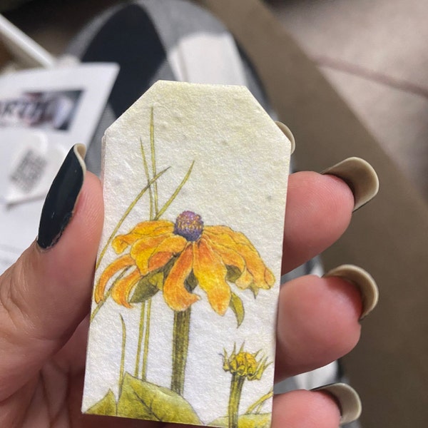 Seed Paper Gift Tag Flower Print Wedding Favor Memorial Set of 20 Tiny ...