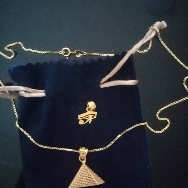 Gold Pyramid Necklace, Giza Pyramid Pendant, 14k Gold Vermeil Over ...